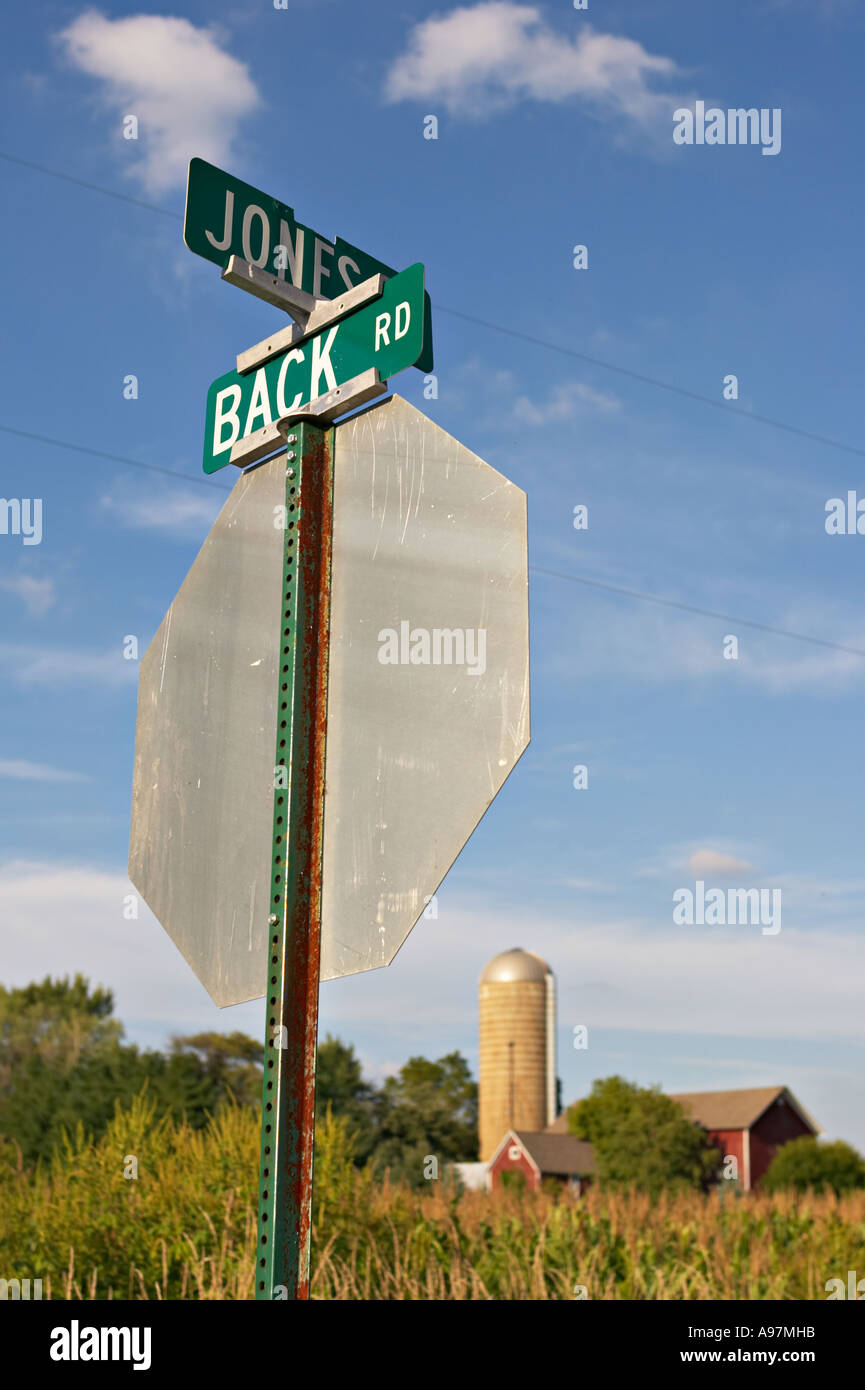 WISCONSIN Near Lake Geneva Street signs for intersection of Back Road ...
