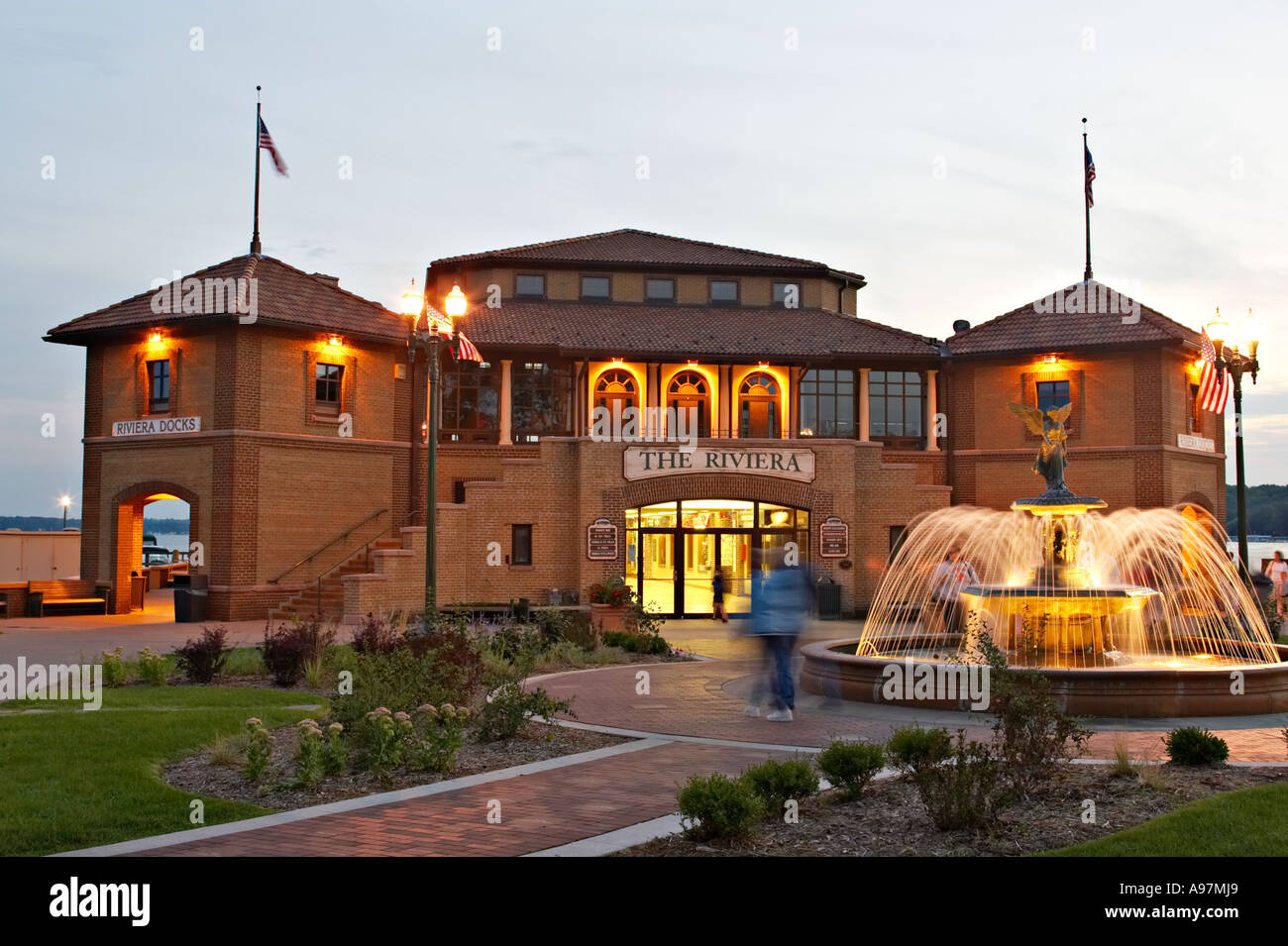WISCONSIN Lake Geneva Fountain in front of Riviera building on ...