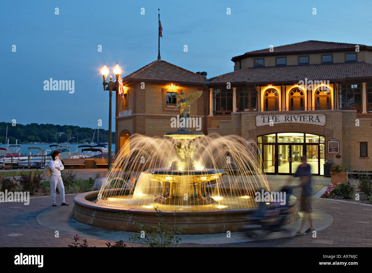 WISCONSIN Lake Geneva Fountain in front of Riviera building on ...