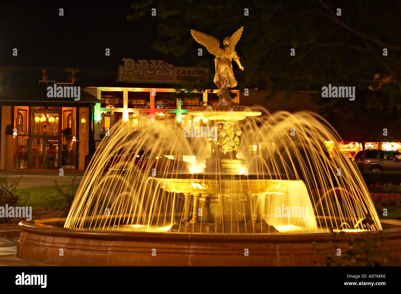 WISCONSIN Lake Geneva Fountain in front of Riviera building on ...