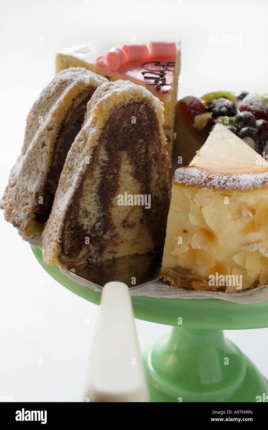 A selection of pieces of cake on cake stand FoodCollection Stock Photo ...