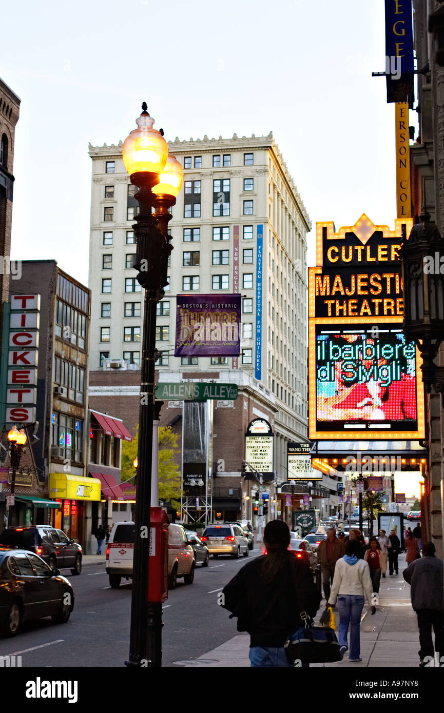 MASSACHUSETTS Boston Theater District along Tremont Street people on ...
