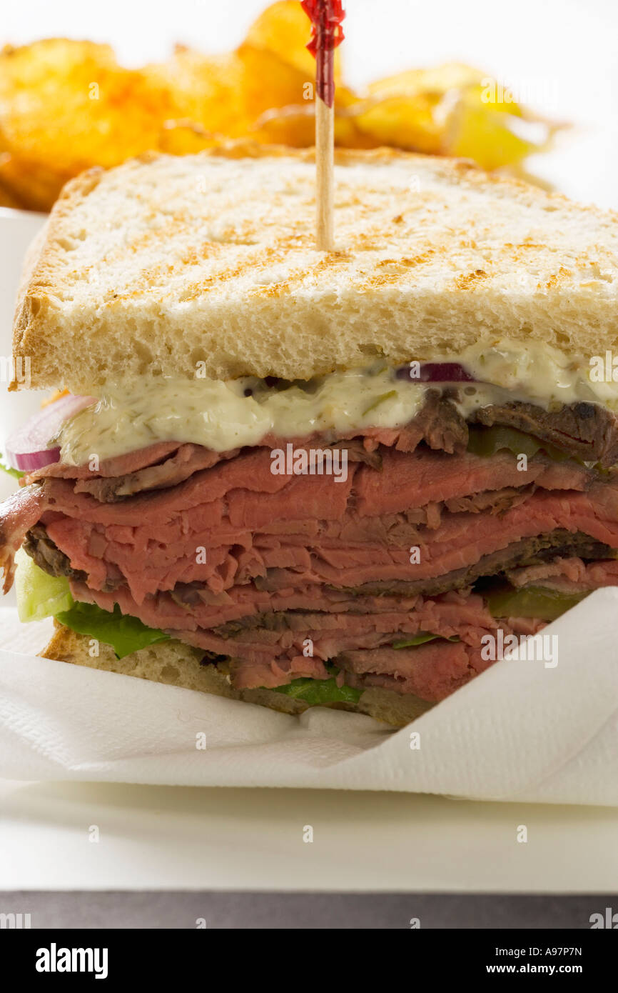 Roast beef sandwich with crisps FoodCollection Stock Photo - Alamy