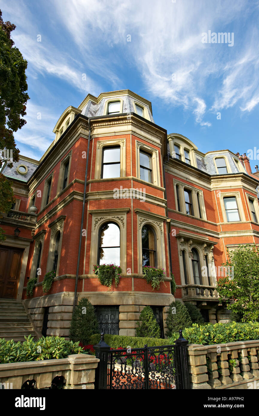 MASSACHUSETTS Boston Red brick mansion in Back Bay neighborhood Stock ...