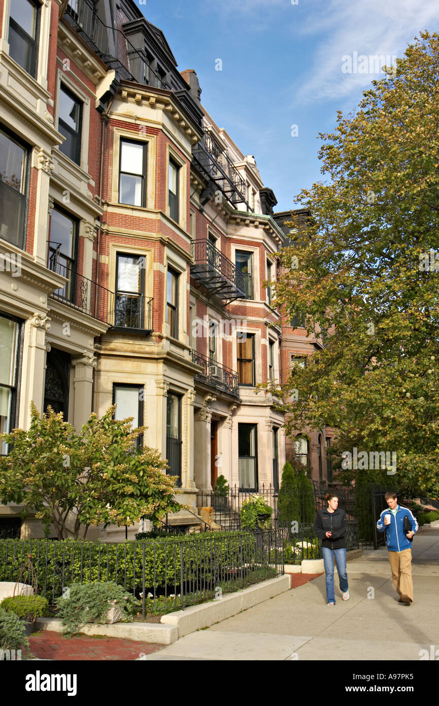 MASSACHUSETTS Boston Back Bay neighborhood row of elegant residences ...