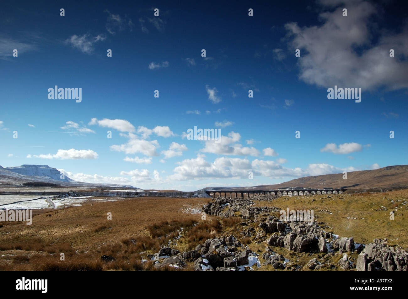 Ingleborough and the Ribblehead Viaduct Stock Photo - Alamy