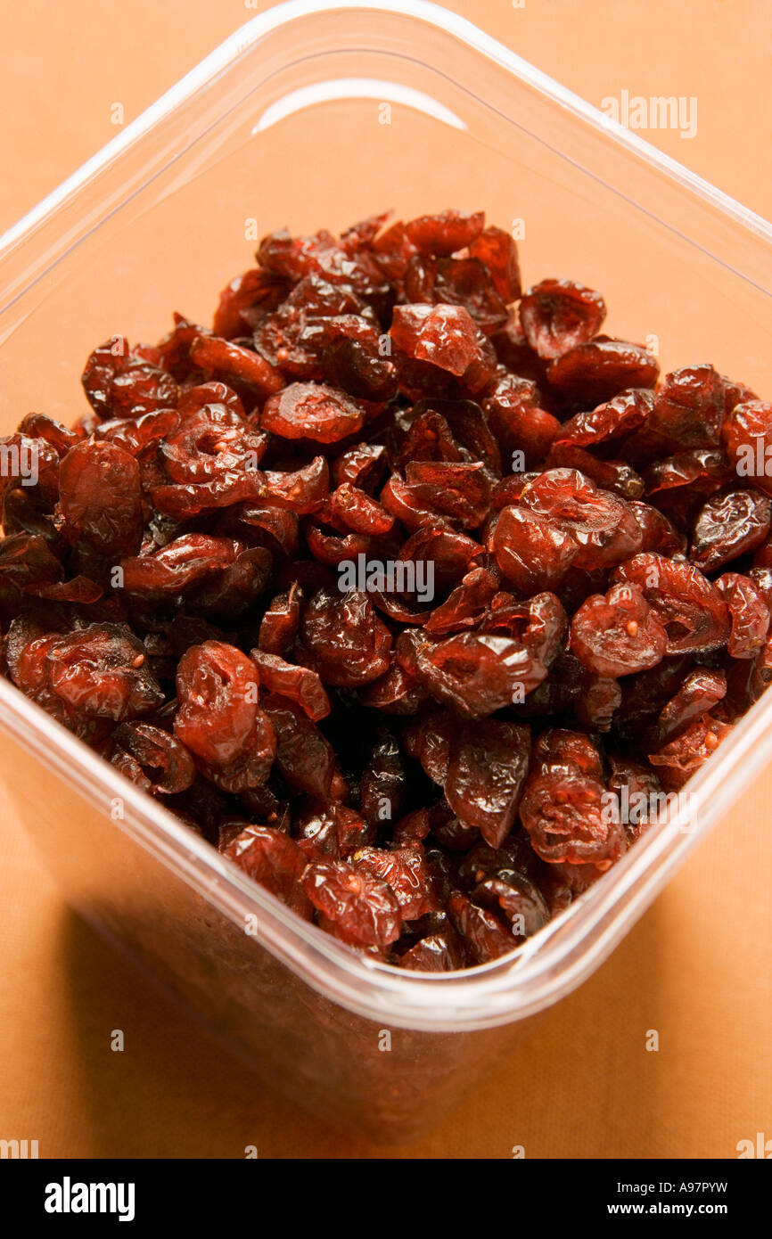 Dried cranberries in plastic container 1 FoodCollection Stock Photo - Alamy