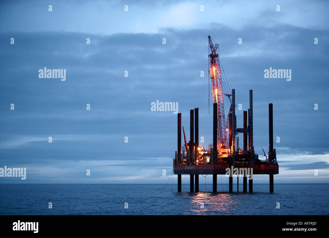 Deep Diver Jack up Barge Extending the sewage outflow at Woolacombe ...