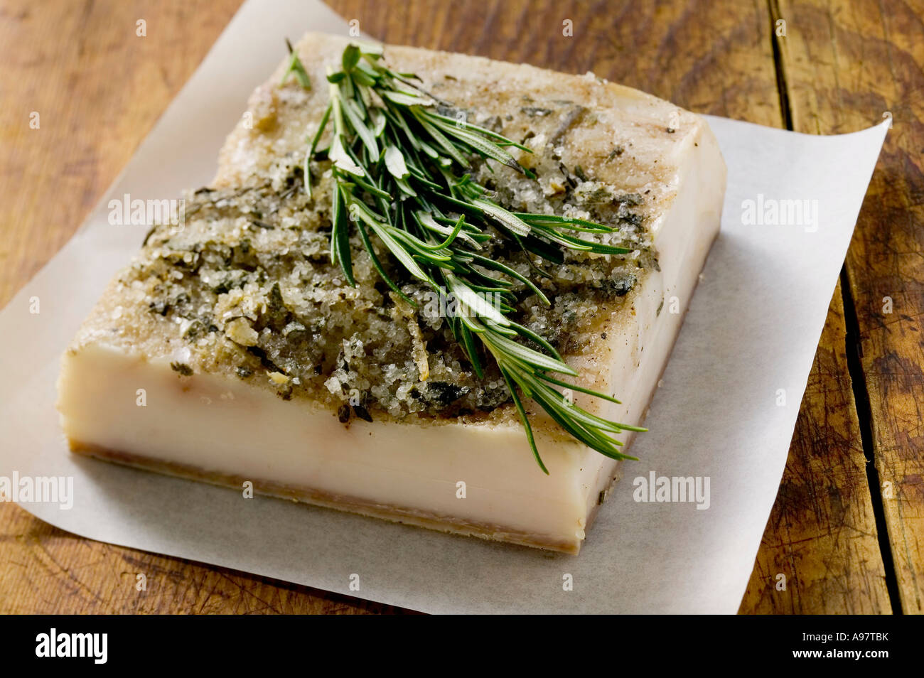 Bacon fat from Tuscany with rosemary FoodCollection Stock Photo - Alamy