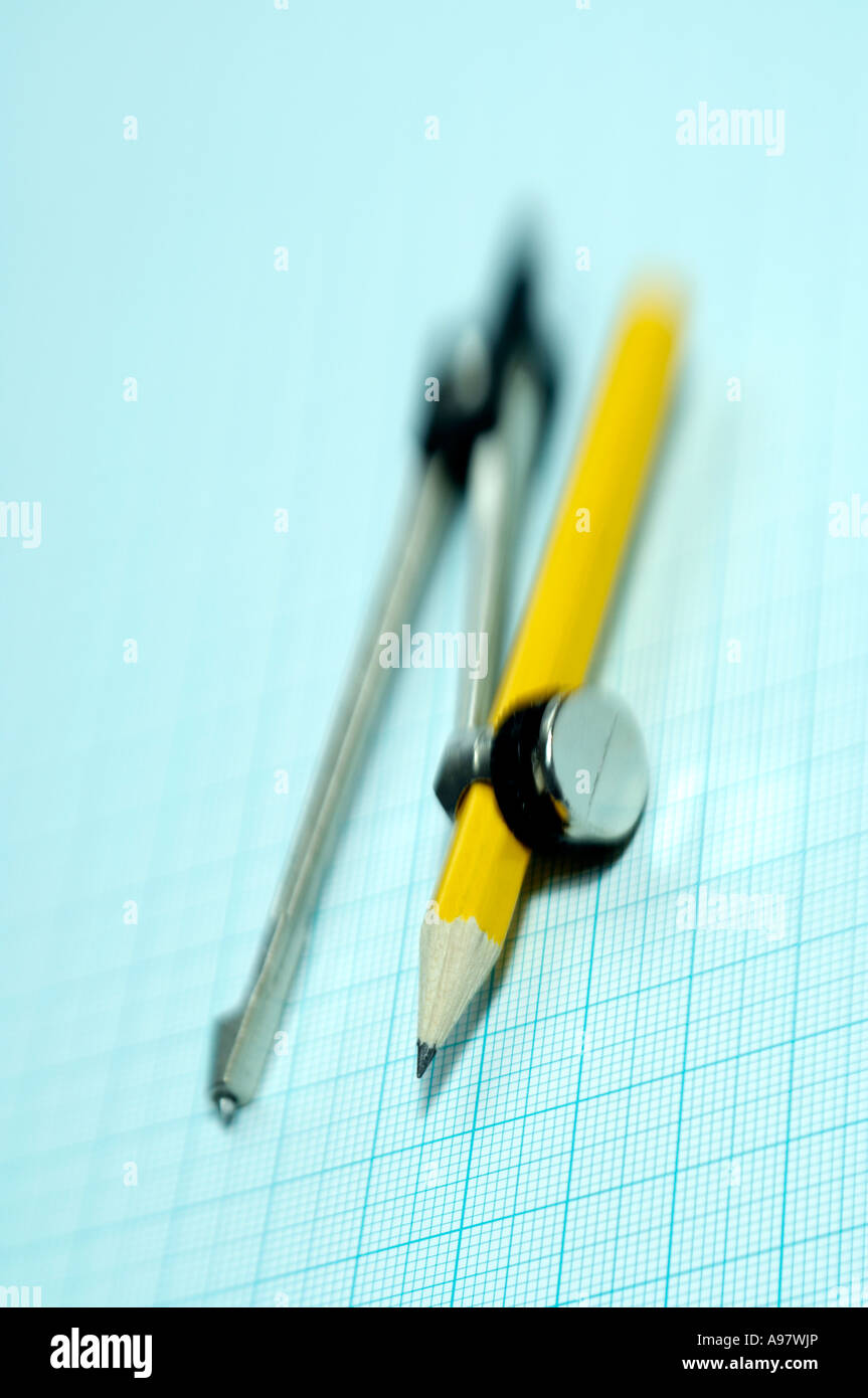 Compass and graph paper Stock Photo - Alamy