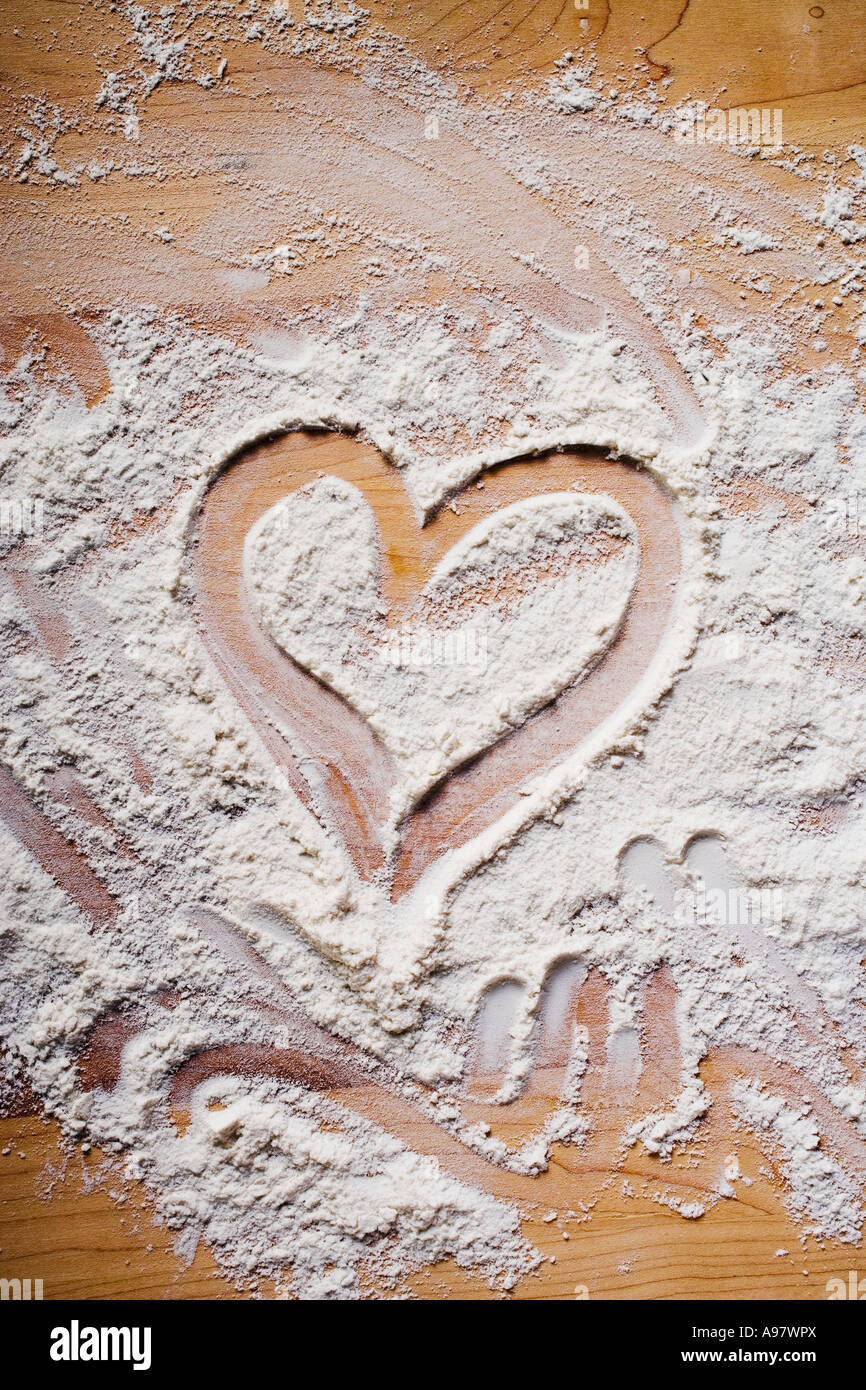 Heart painted in flour hi-res stock photography and images - Alamy