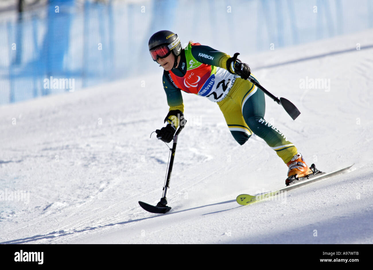 Emily Jansen LW2 of Australia on her first run of the Womens Alpine ...