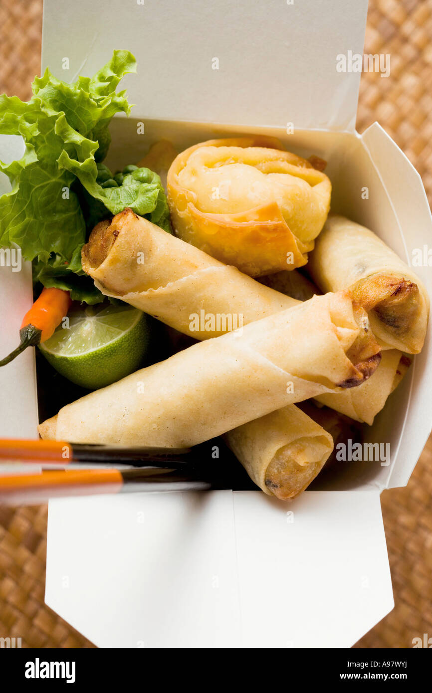 Deep fried wontons and spring rolls to take away FoodCollection Stock ...