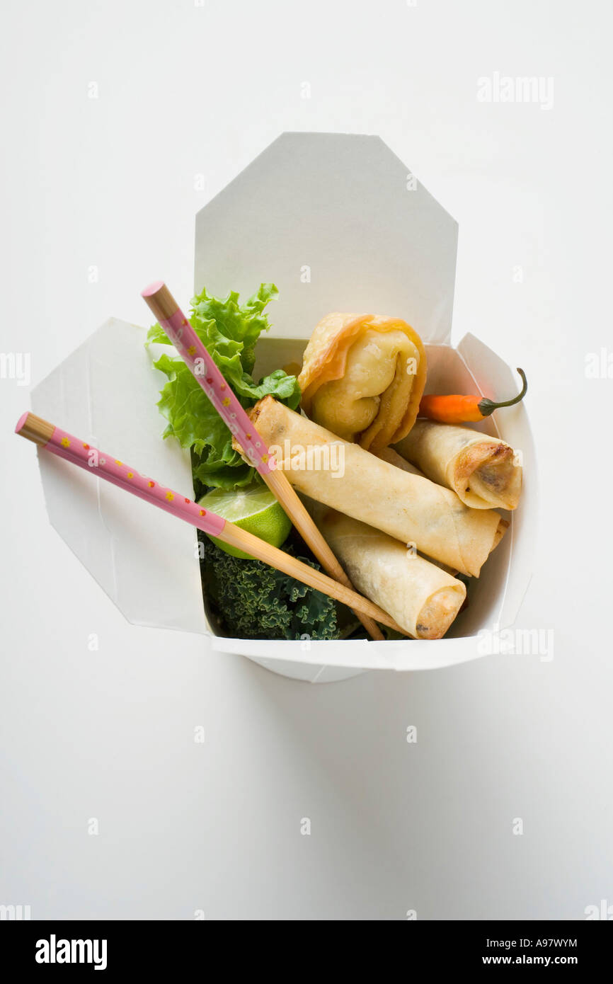 Deep fried wontons and spring rolls to take away FoodCollection Stock ...