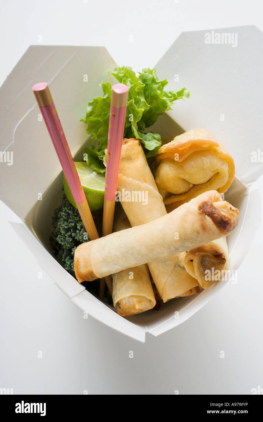 Deep fried wontons and spring rolls to take away FoodCollection Stock ...
