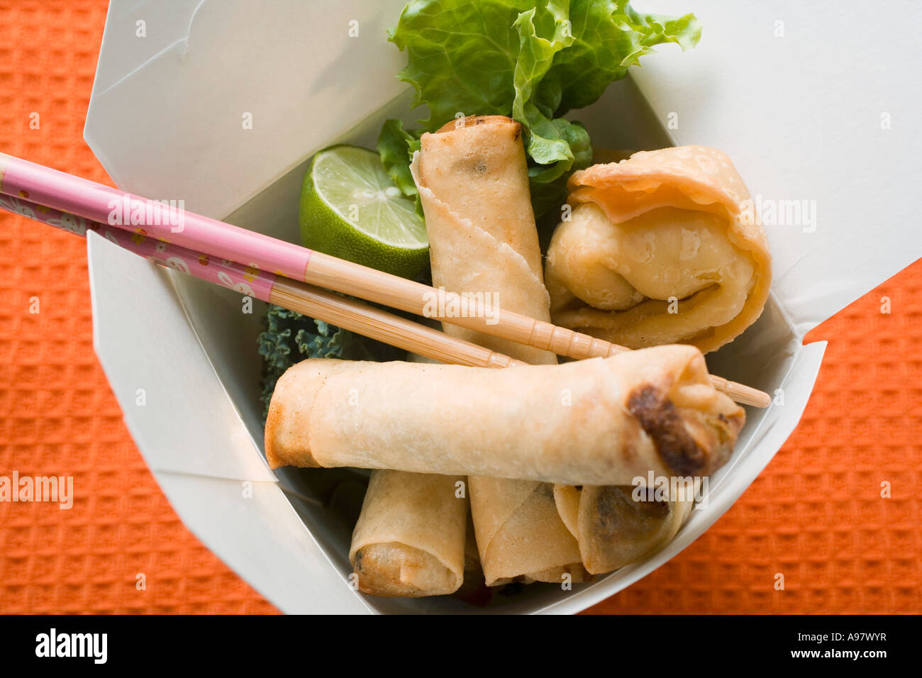 Deep fried wontons and spring rolls to take away FoodCollection Stock ...