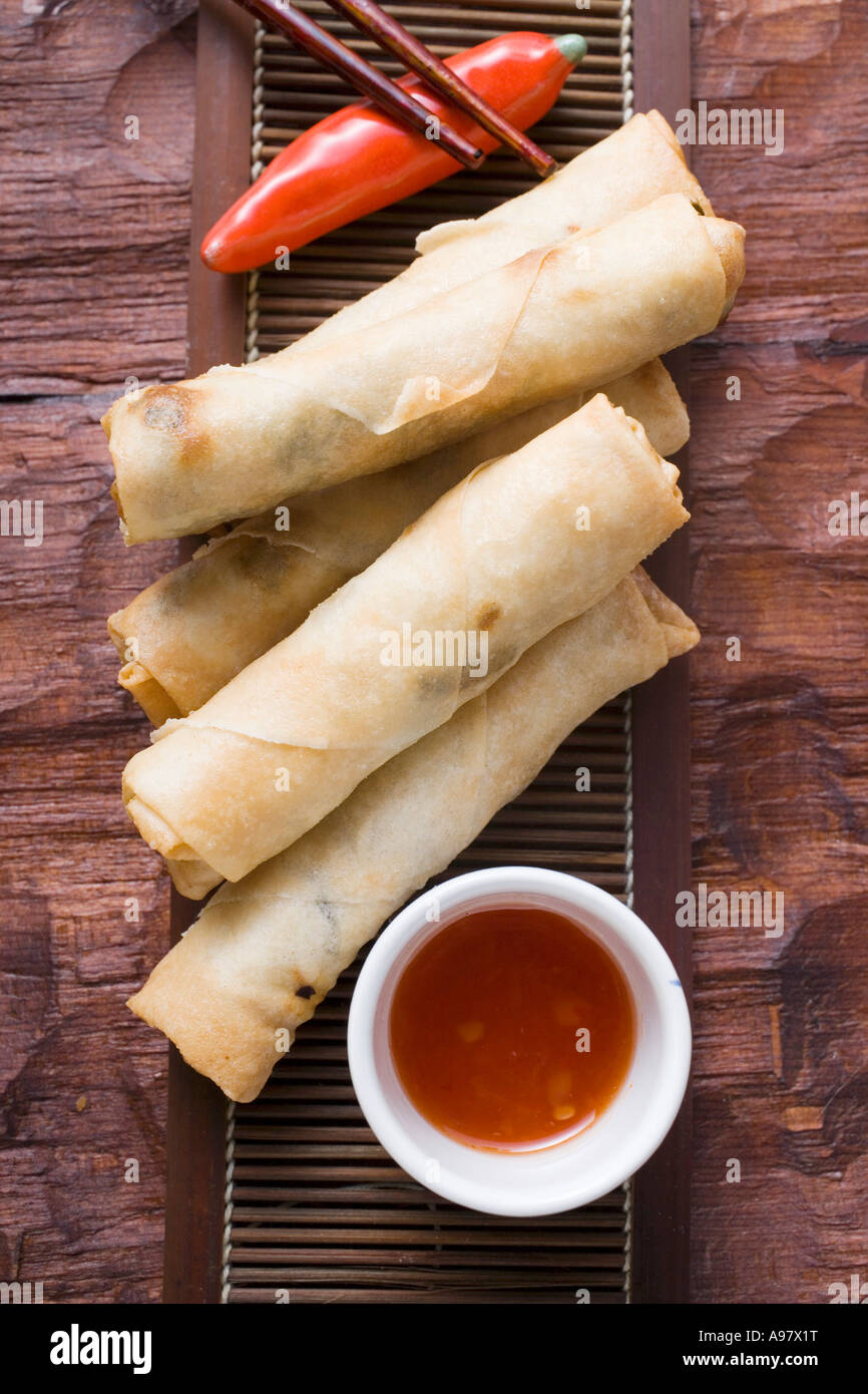 Spring rolls with chili sauce Thailand FoodCollection Stock Photo - Alamy