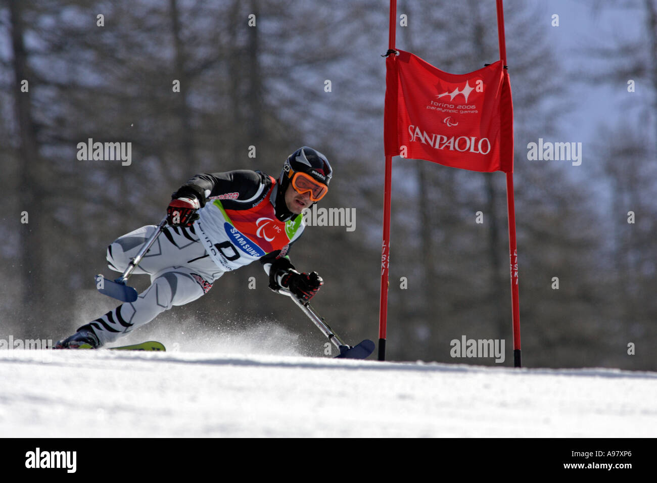Course pre racer LW2 testing the second run of the Mens Alpine Skiing ...