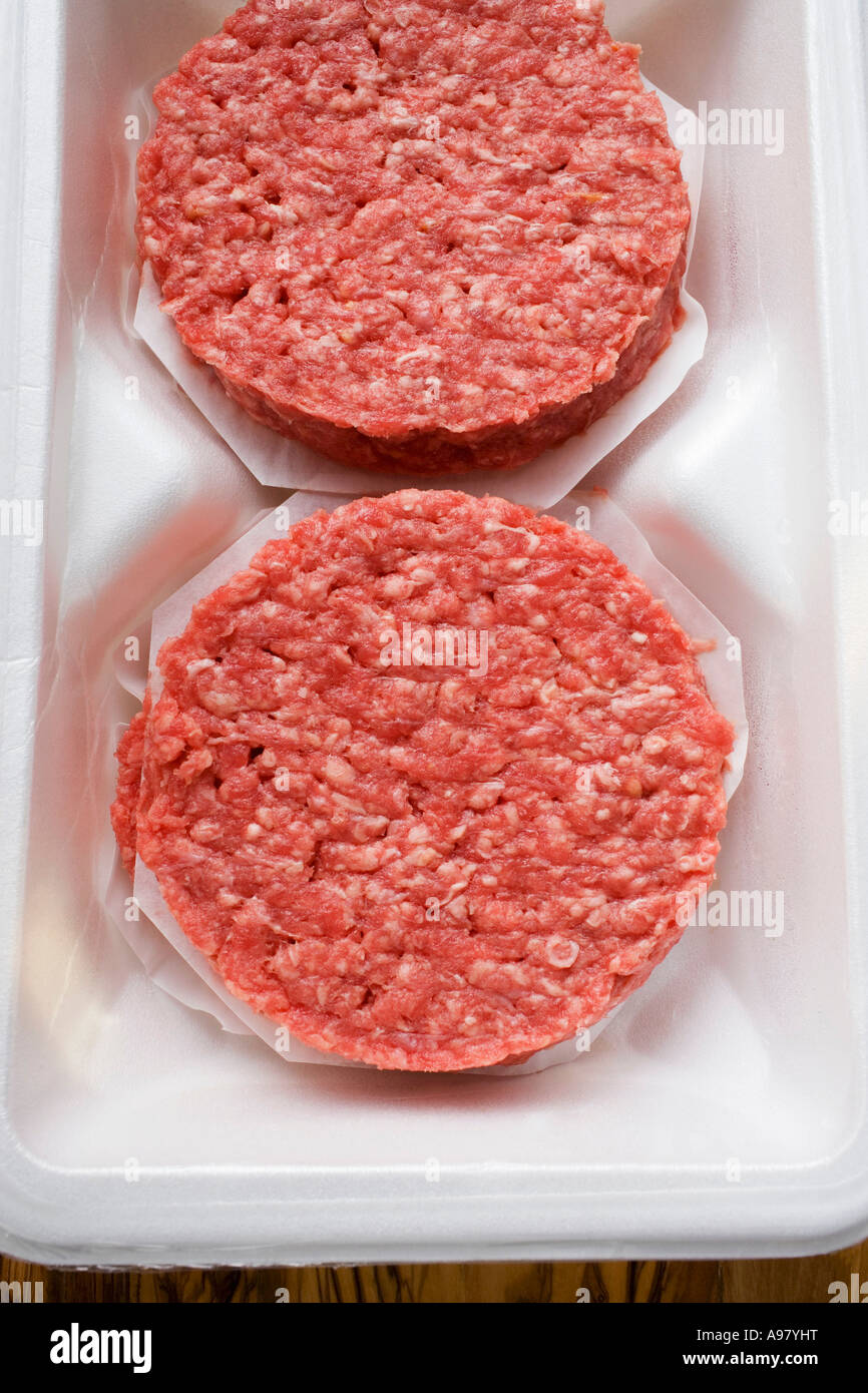 Raw burgers for hamburgers in packaging FoodCollection Stock Photo - Alamy