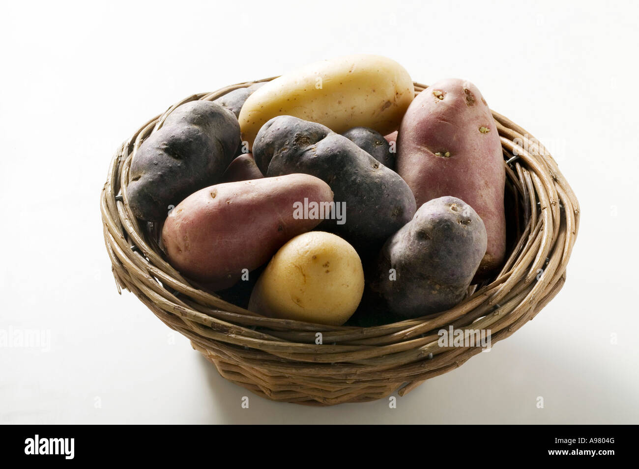 Various types of potato in basket FoodCollection Stock Photo - Alamy