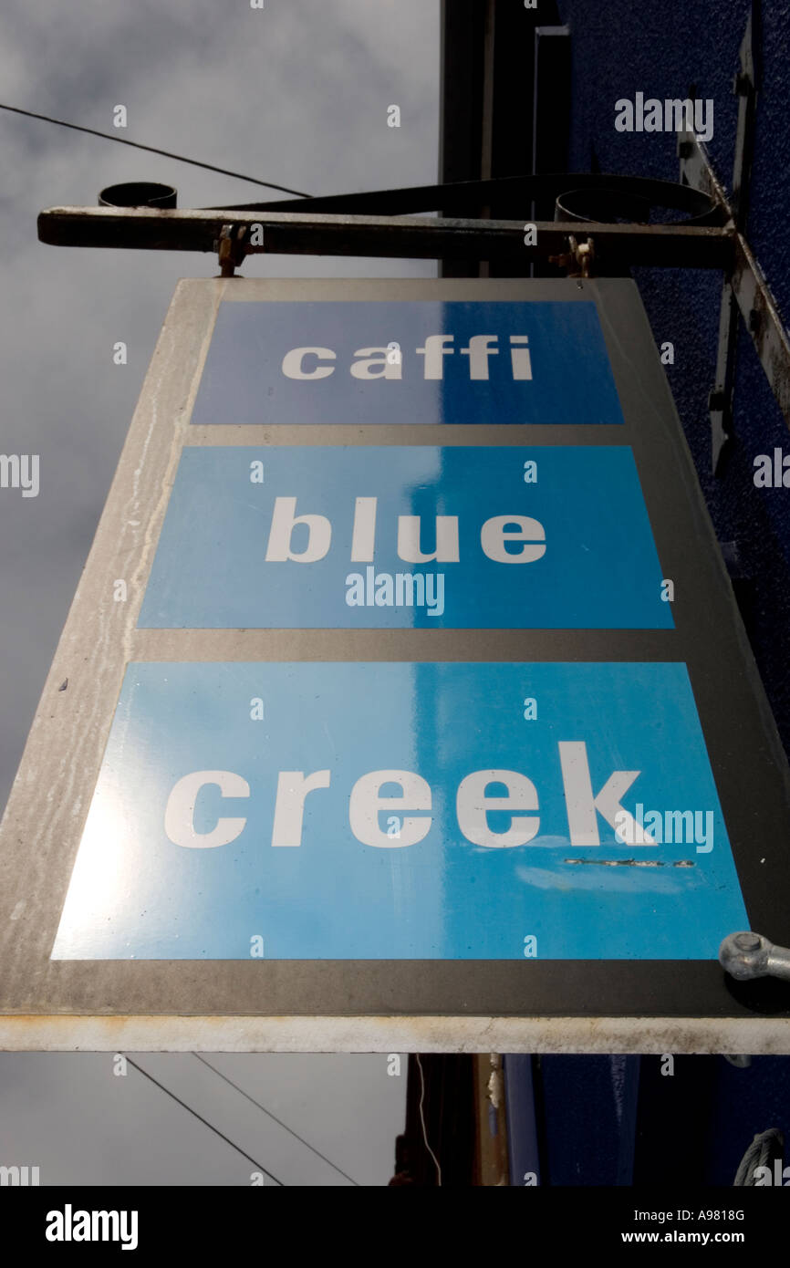 Swinging cafe sign, Aberystwyth, Wales Stock Photo - Alamy