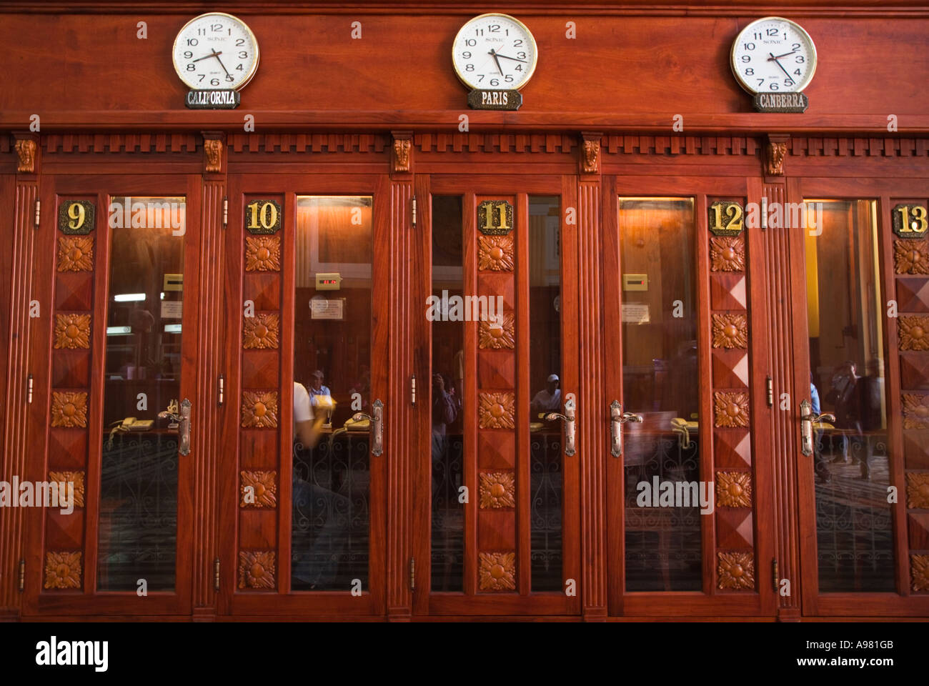 Wooden telephone booths in Post Office, Ho Chi Minh City (Saigon ...