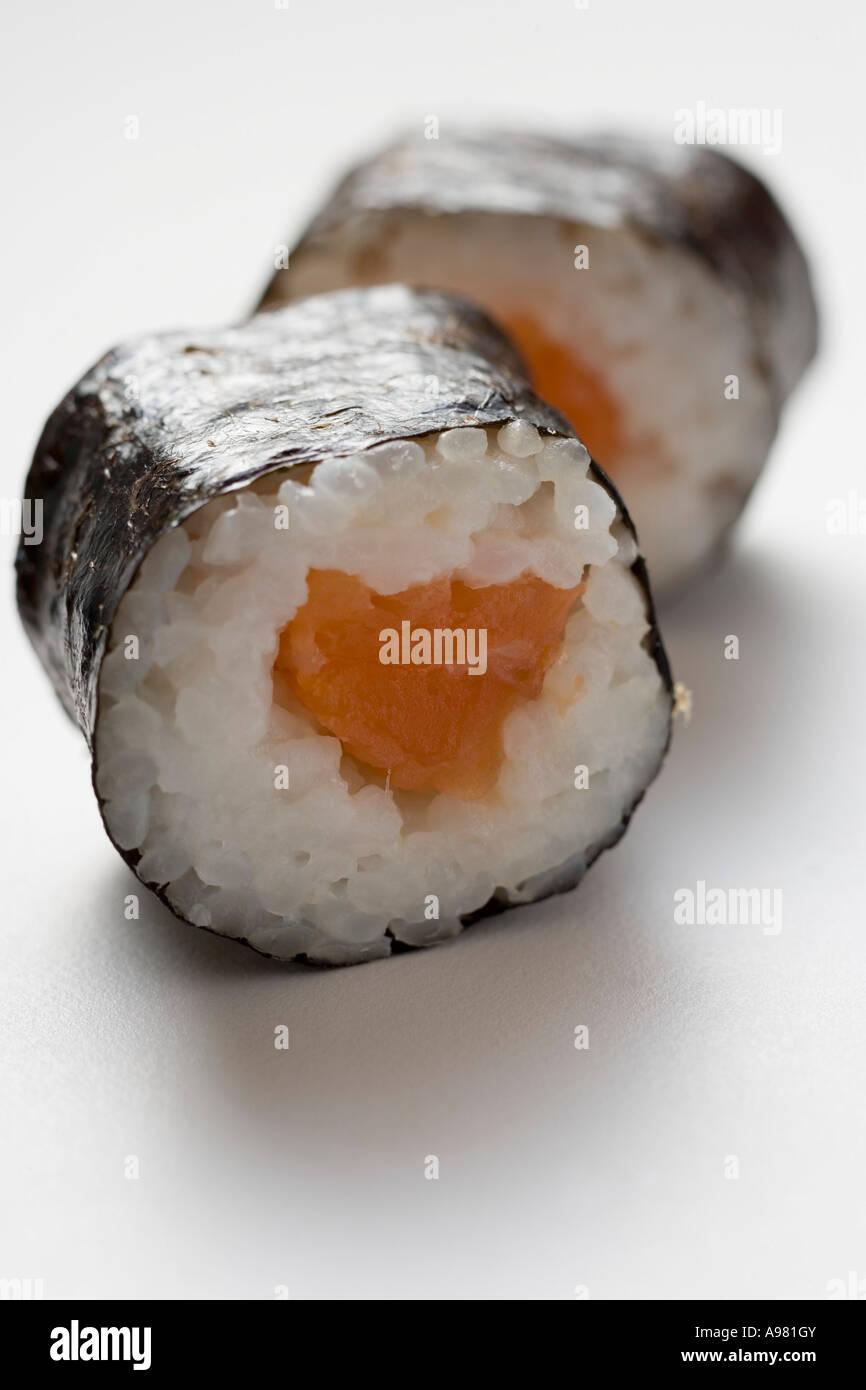 Two maki sushi with salmon FoodCollection Stock Photo - Alamy