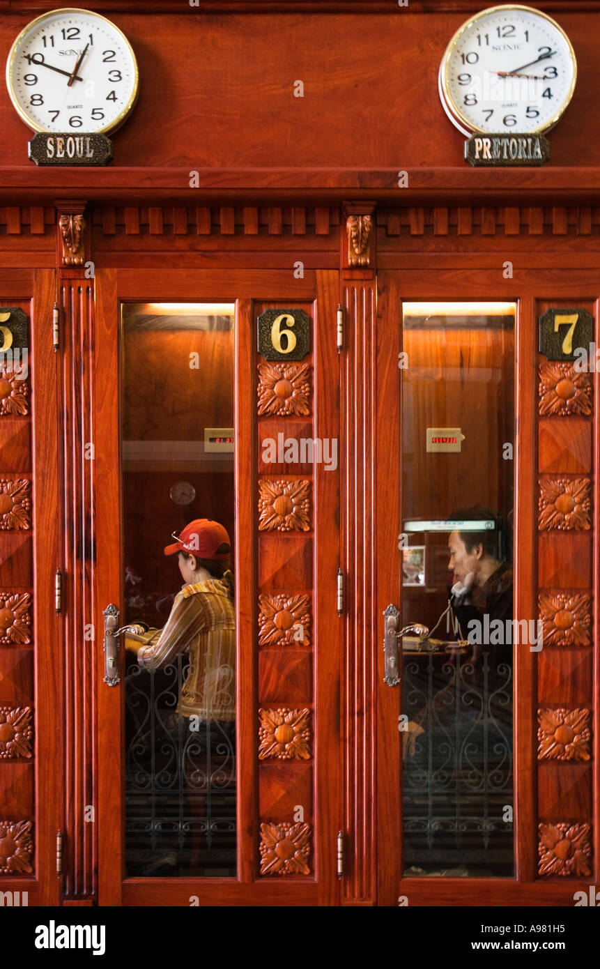 Wooden telephone booths in Post Office, Ho Chi Minh City (Saigon ...