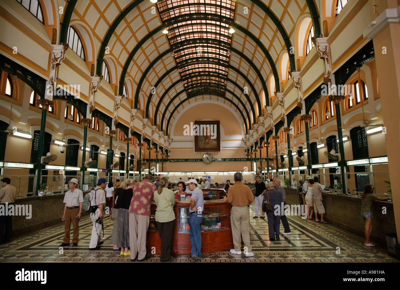 French Colonial Post Office interior, Ho Chi Minh City (Saigon ...