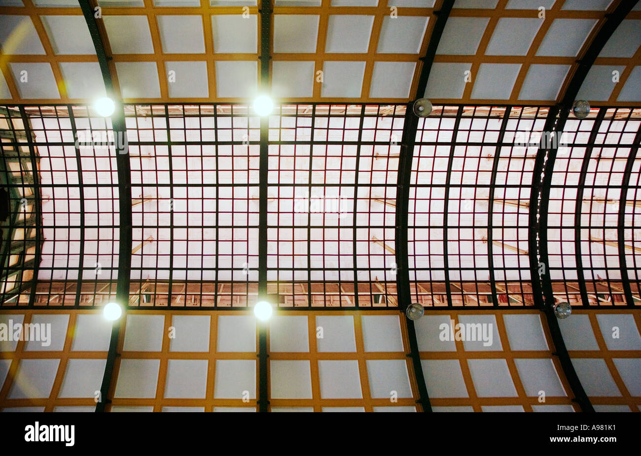 Arched ceiling of French Colonial post office, Ho Chi Minh City (Saigon ...