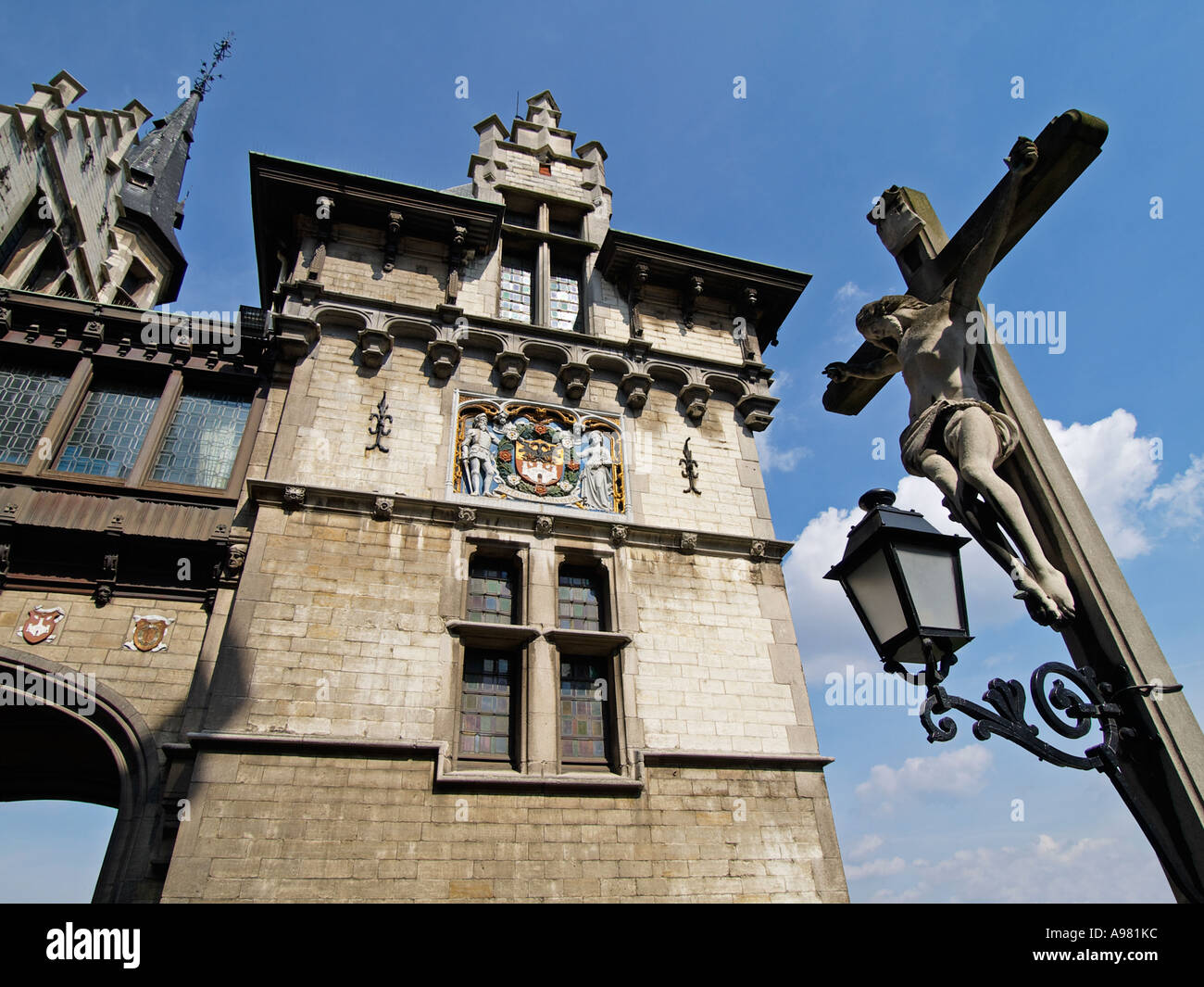 Architectural details of het Steen a medieval castle on the bank of the ...