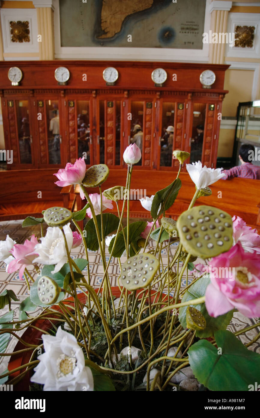 Lotus blossoms in the French Colonial post office, Ho Chi Minh City ...