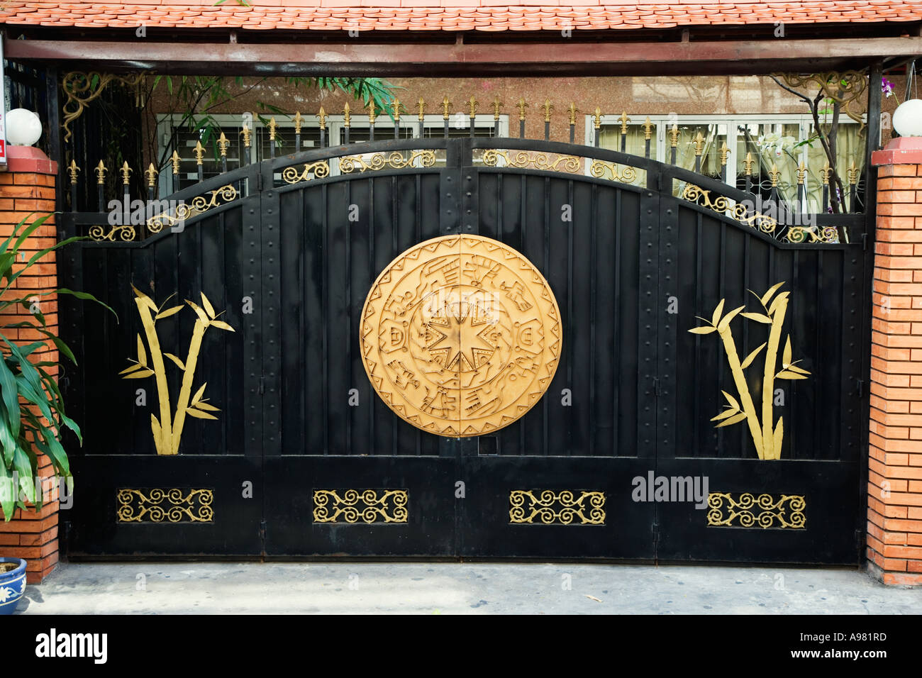 Entry gate to residence, Ho Chi Minh City (Saigon), Vietnam Stock Photo ...