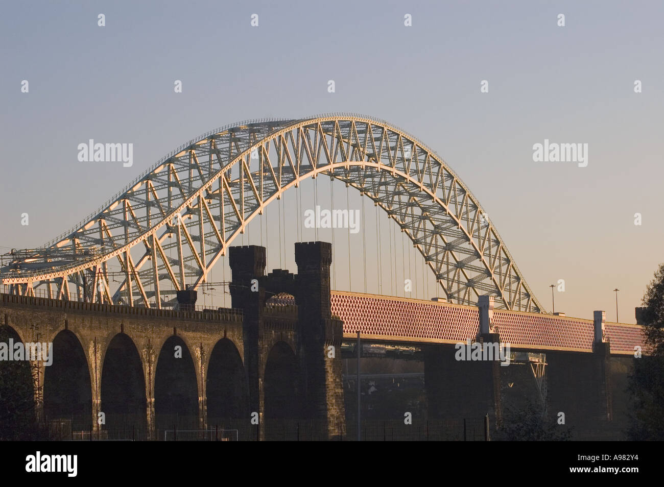 Runcorn road bridge and railway bridge in Cheshire Stock Photo - Alamy