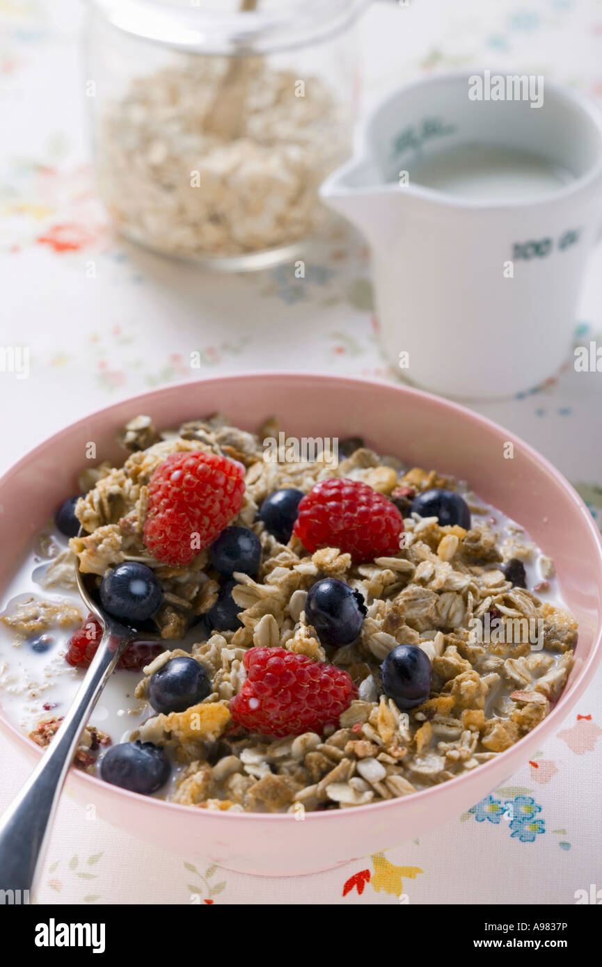 Muesli with berries and milk FoodCollection Stock Photo - Alamy