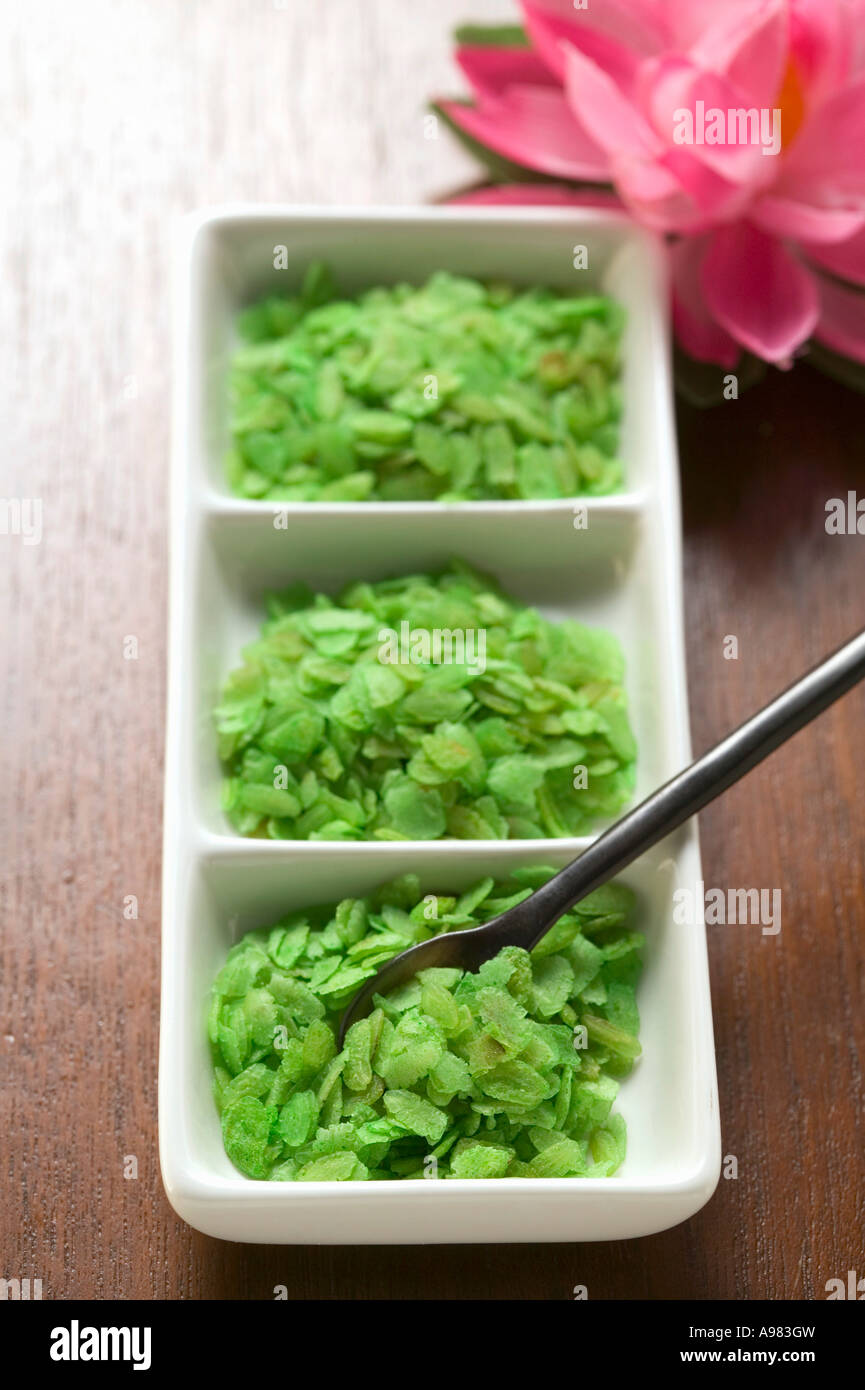 Green rice flakes unripe rice grains flattened FoodCollection Stock ...