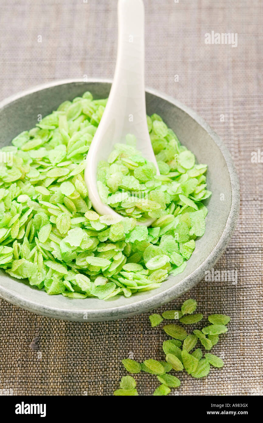 Green rice flakes unripe rice grains flattened FoodCollection Stock ...