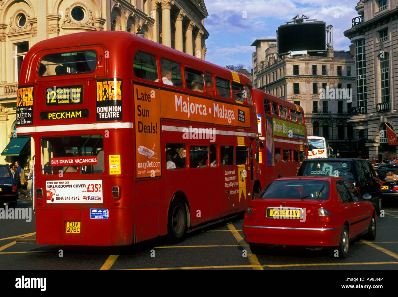 Red doubledecker bus Piccadilly Circus London England Europe Stock ...