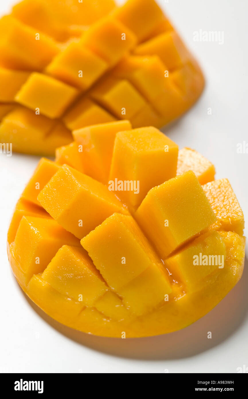 Fresh mangos cut into cubes FoodCollection Stock Photo - Alamy