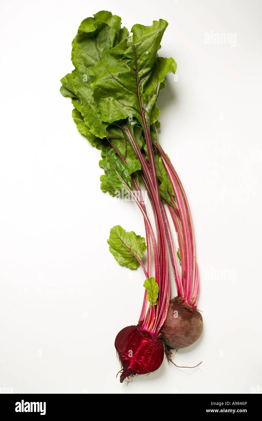 Beetroot with leaves one halved FoodCollection Stock Photo - Alamy