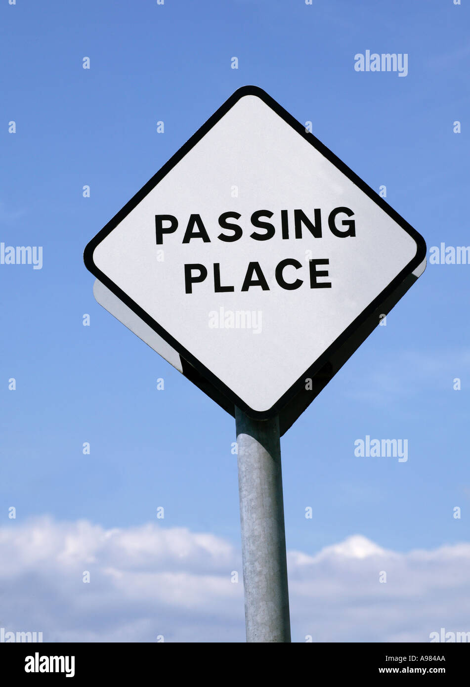 ROAD TRAFFIC SIGN PASSING PLACE UK Stock Photo - Alamy