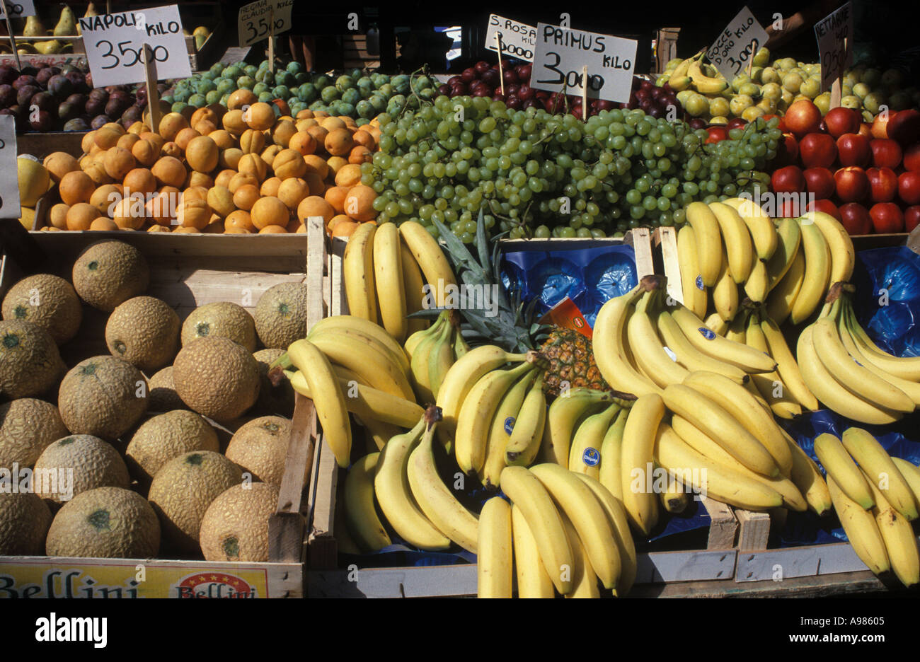 Market Display of Mixed Fruit Stock Photo - Alamy