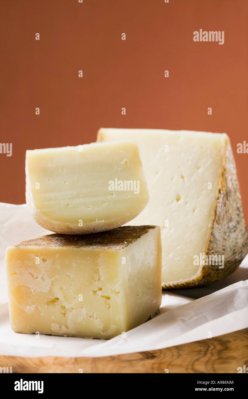 Three pieces of cheese FoodCollection Stock Photo - Alamy