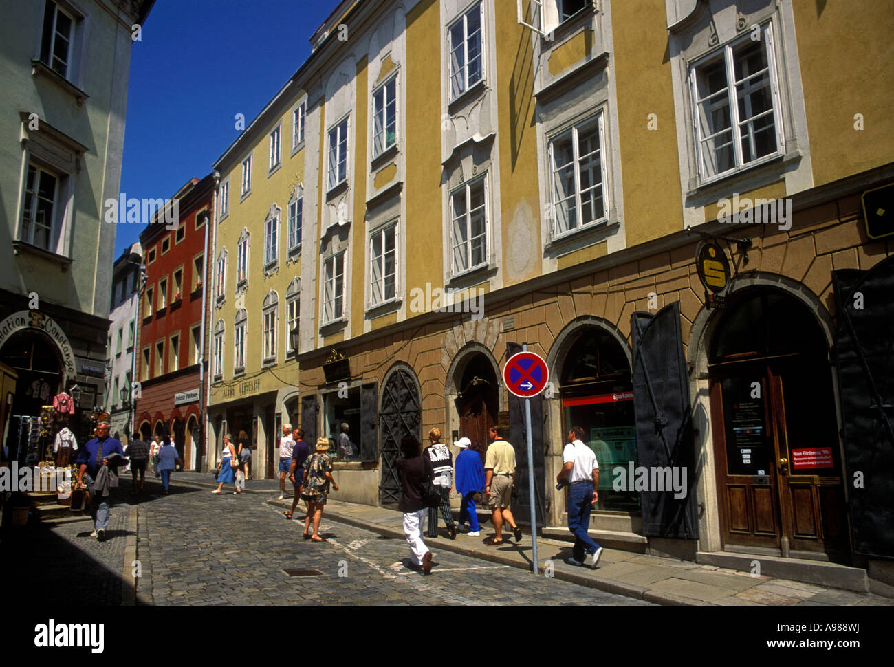 Germans German people person walking along street in the Old City in ...