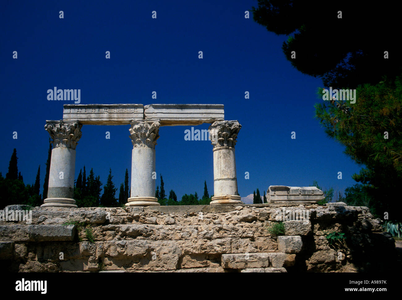 Colonnade Corinth Peloponnese Greece Europe Stock Photo - Alamy