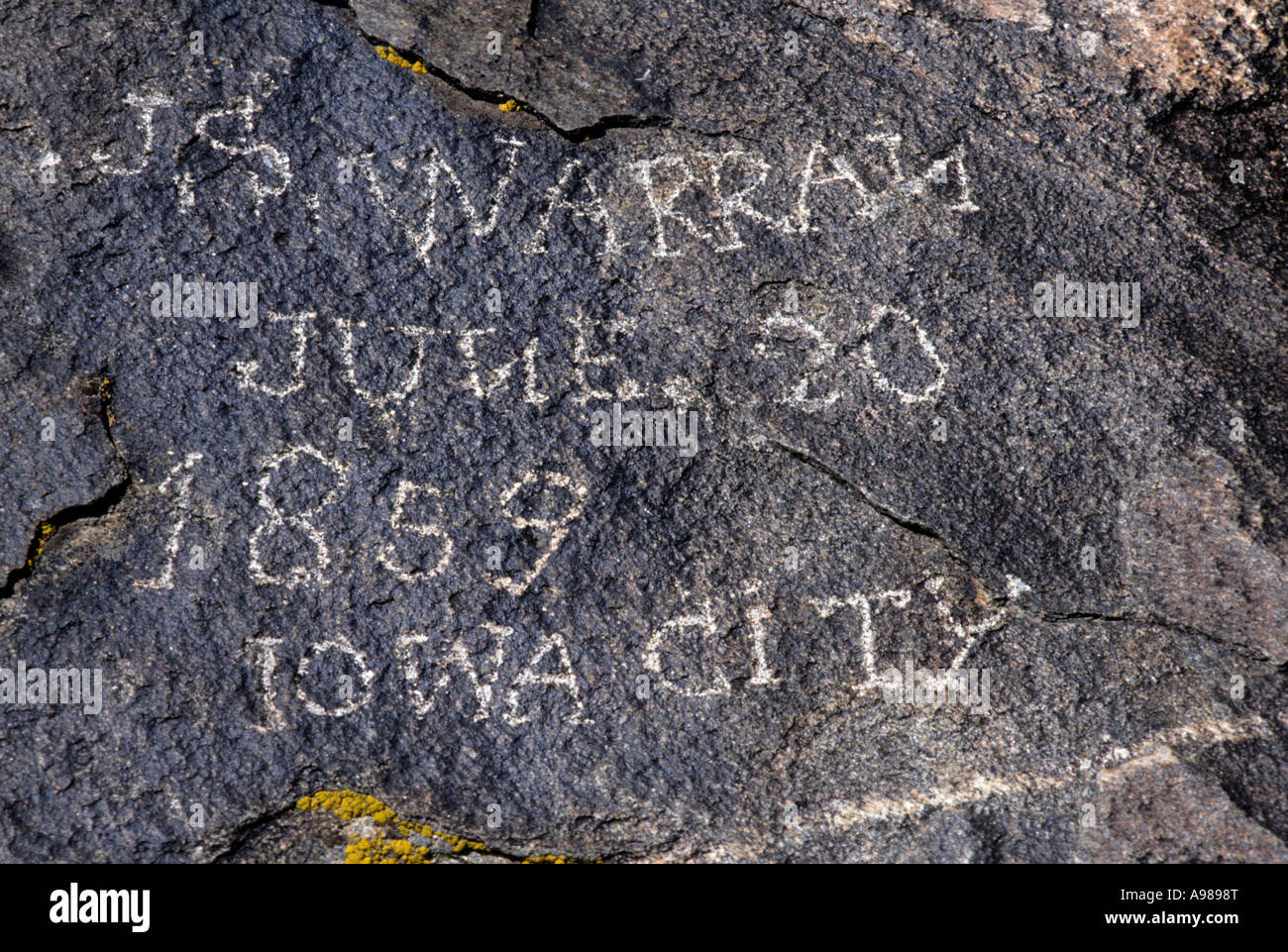 PIONEER'S NAME SCRATCHED ON ROCK ALONG HISTORIC OREGON TRAIL NEAR DEVIL ...