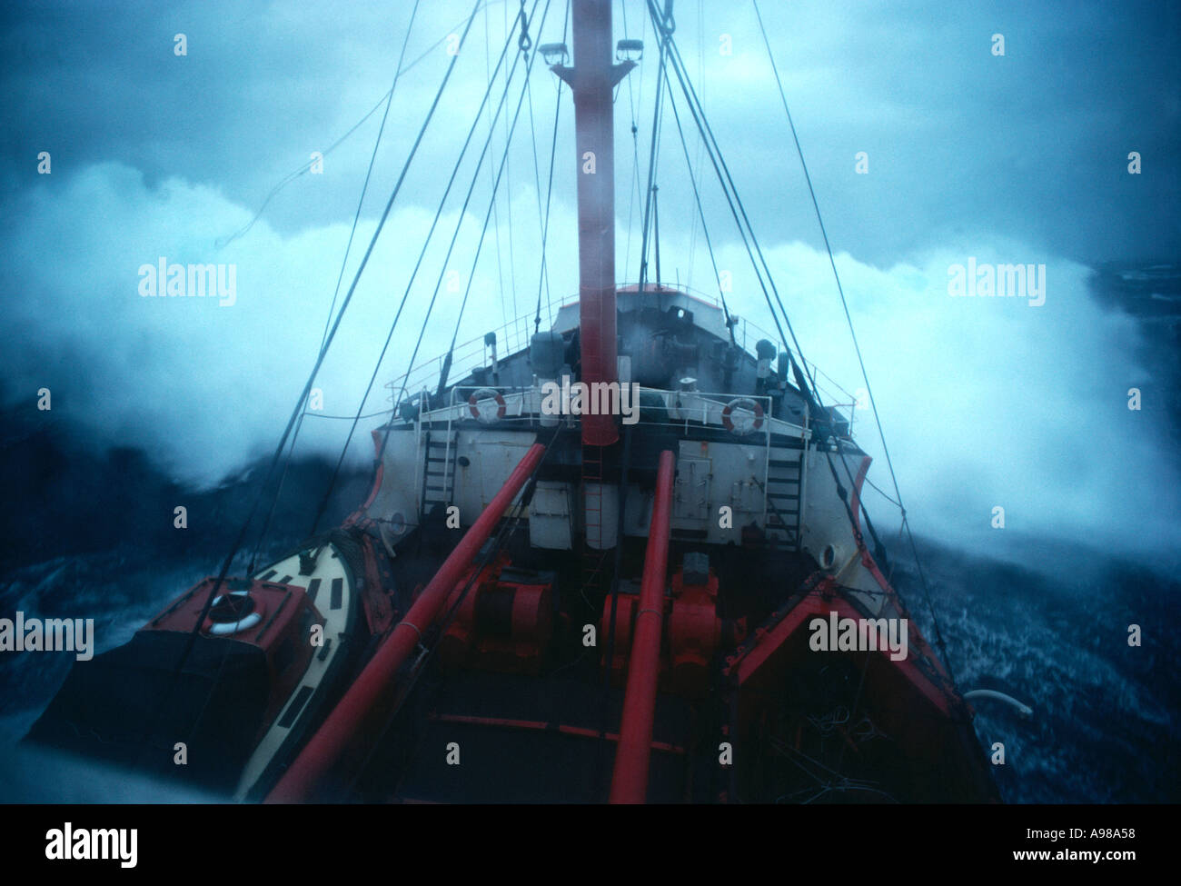 RRS John Biscoe in Force 12 storm en route to Antarctica Stock Photo ...