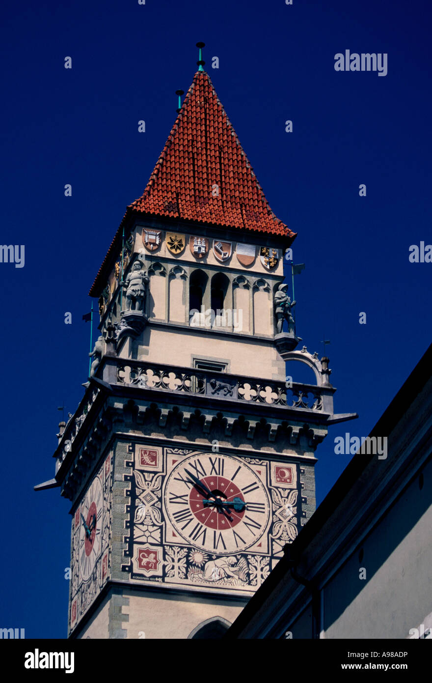 clock tower, Town Hall, Rathaus, Rathausplatz, Old City, Die Altstadt ...