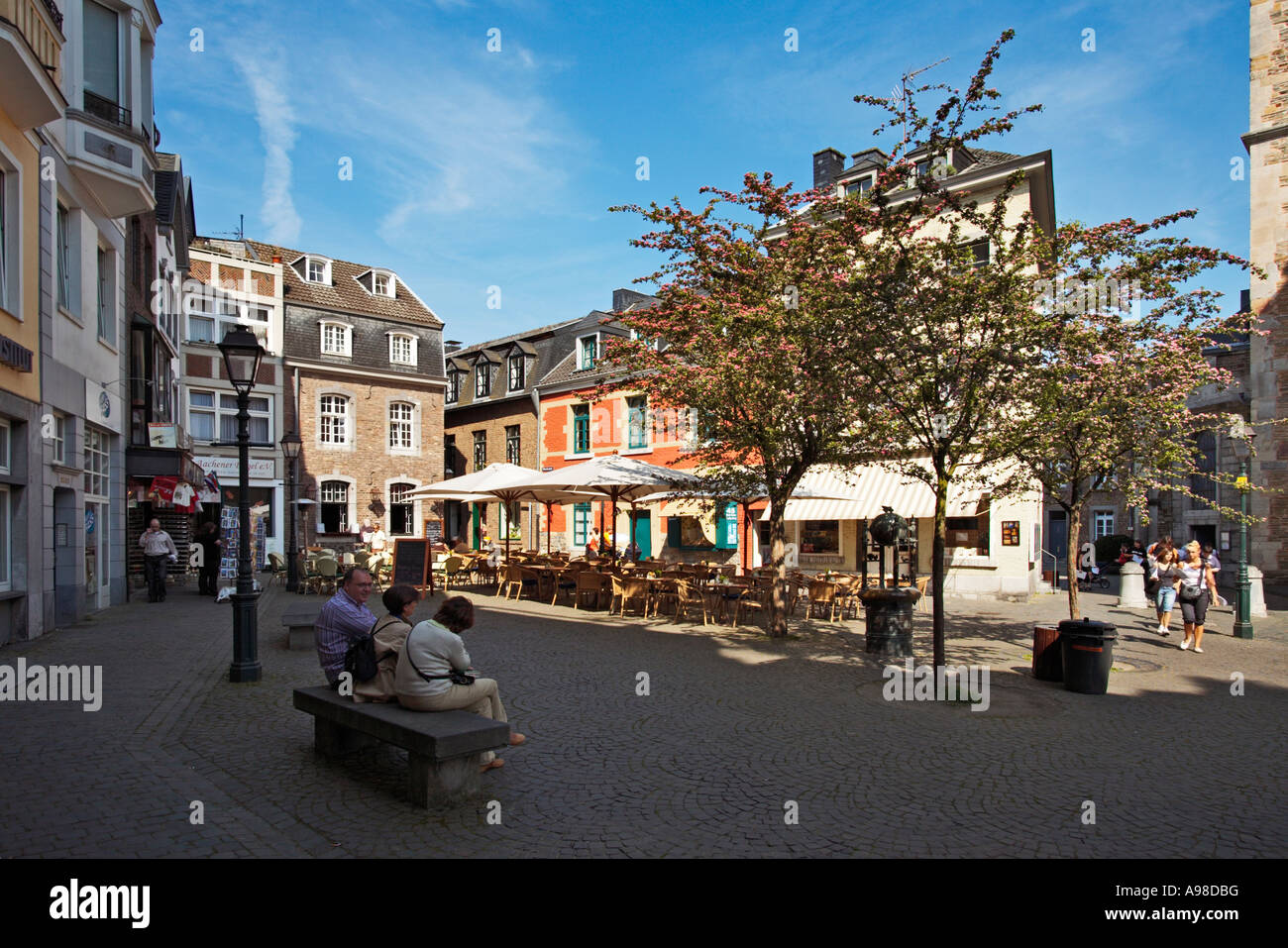 Cafe and small square in Aachen Germany Europe Stock Photo - Alamy