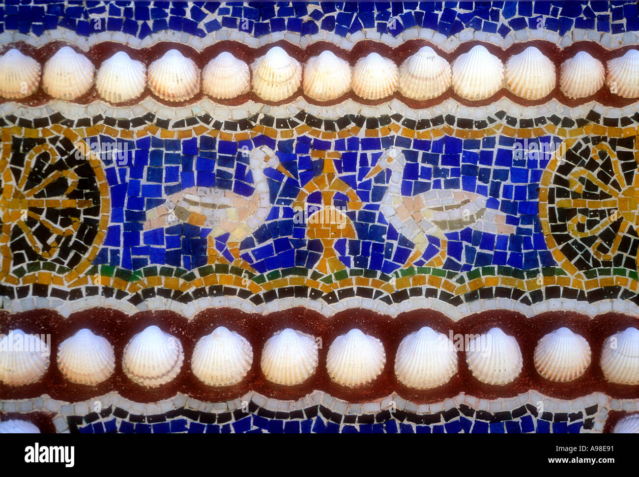 A reproduction of a Roman shell mosiac at the Getty Museum Malibu Los ...